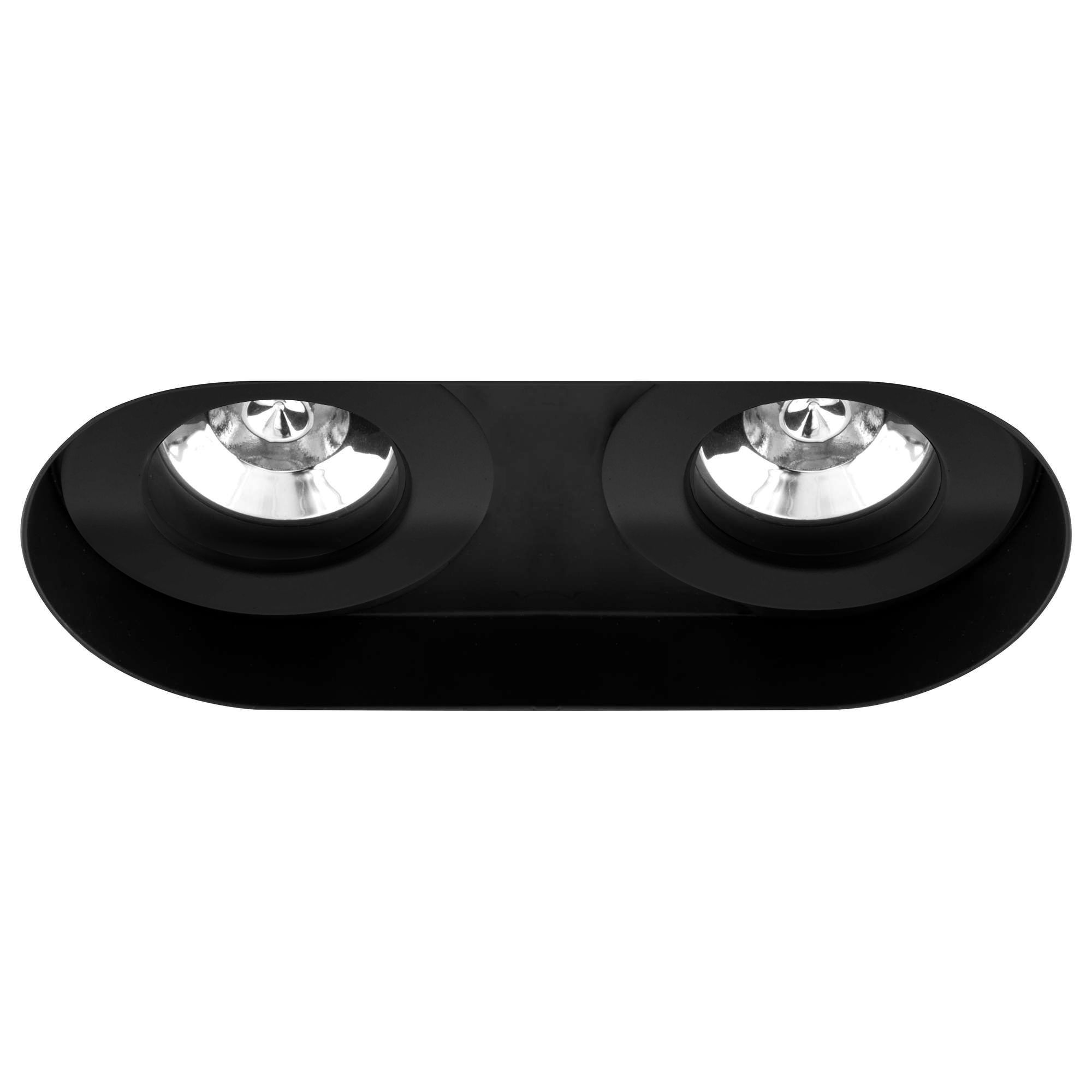 Trimless Double Round Fixed Downlight IP55 GU10 240V Black 2 x 50W | Mr ...