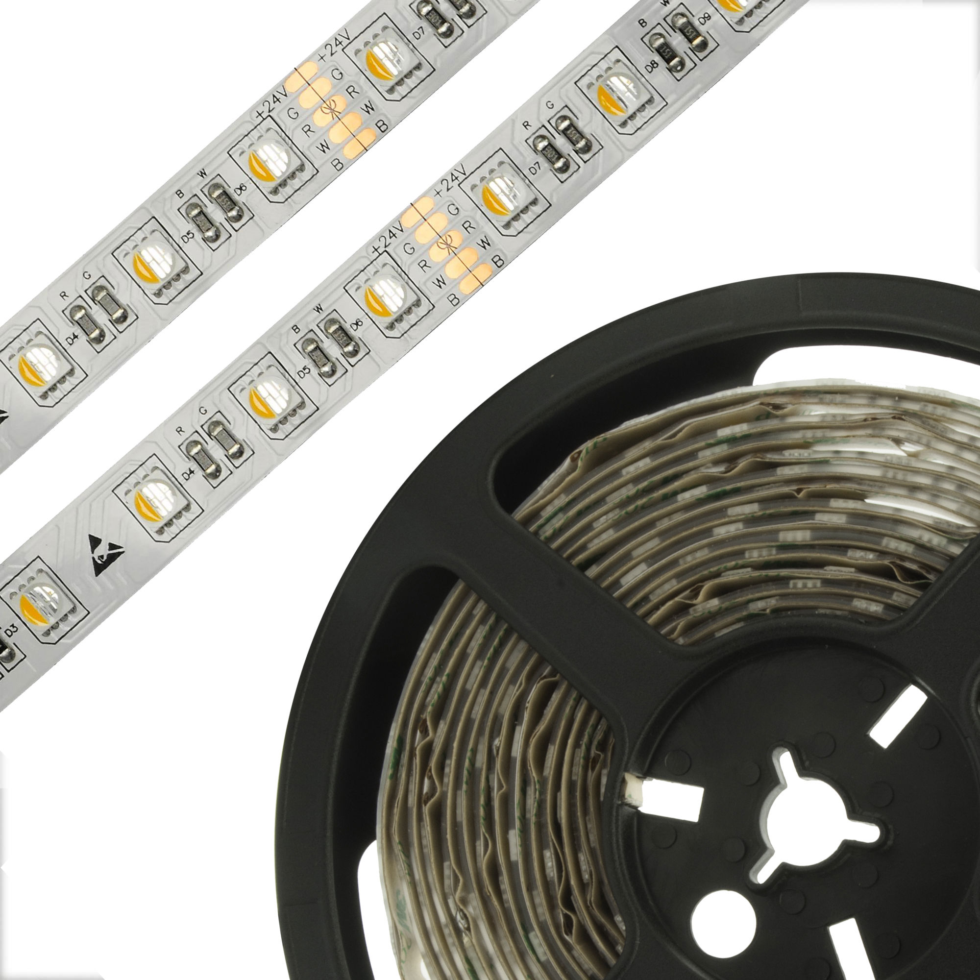 LED Tape RGB + Warm White 10m (60xSMD 5050 LEDs/m) 24V 192W (1m=19.2W ...