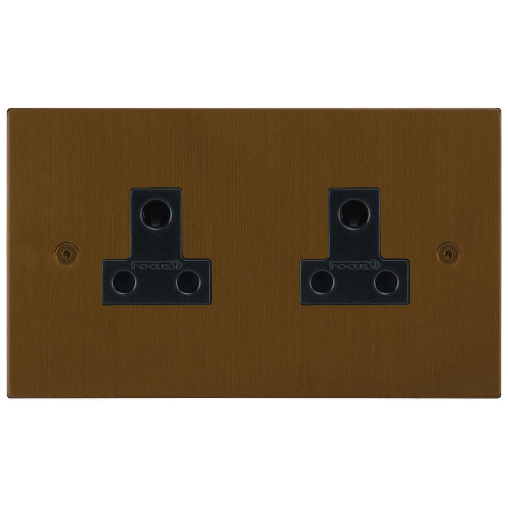 Horizon Square Socket 2 gang 5 amp unswitched Antique Bronze | Mr ...