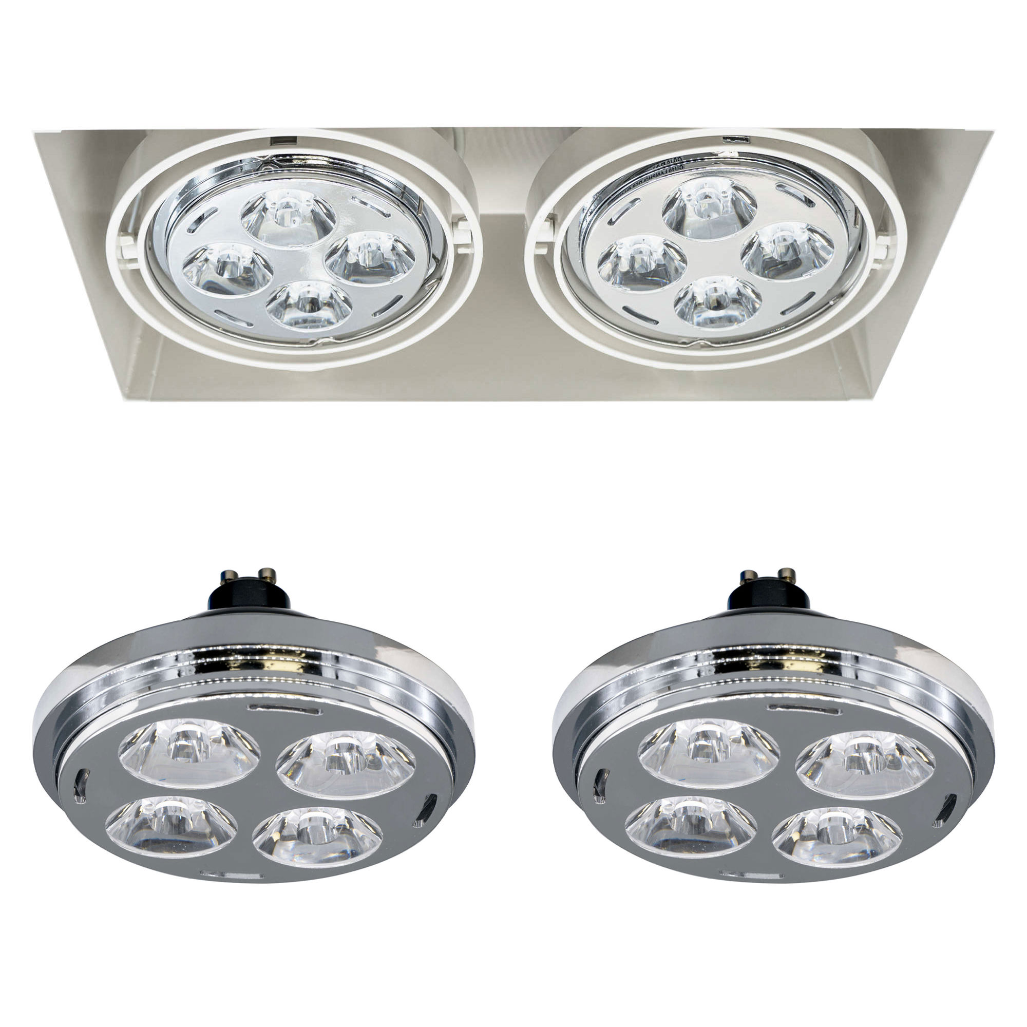 Grid Trimless Double Optic LED 2 x 15W Dimmable Warm White (2700K) 4 ...