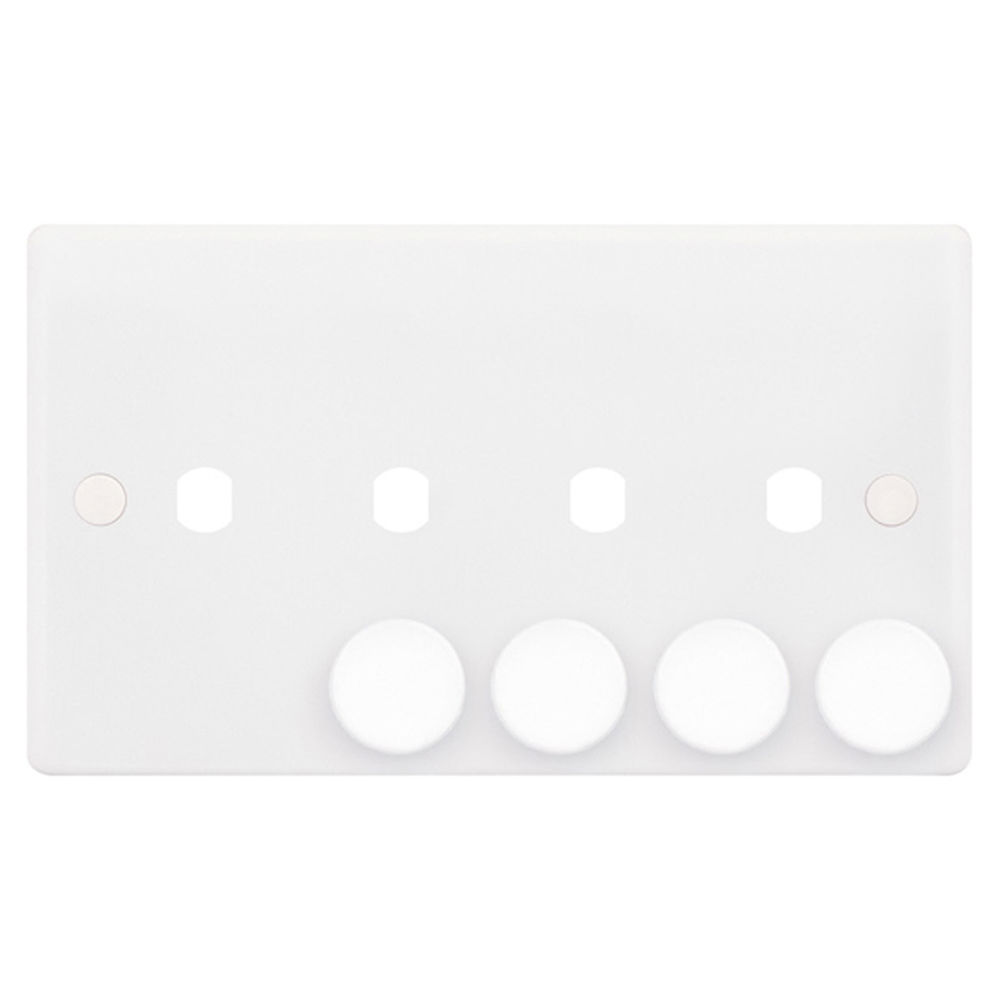 Dimmer Plate With Knobs 4 Gang Plate White | Mr Resistor Lighting