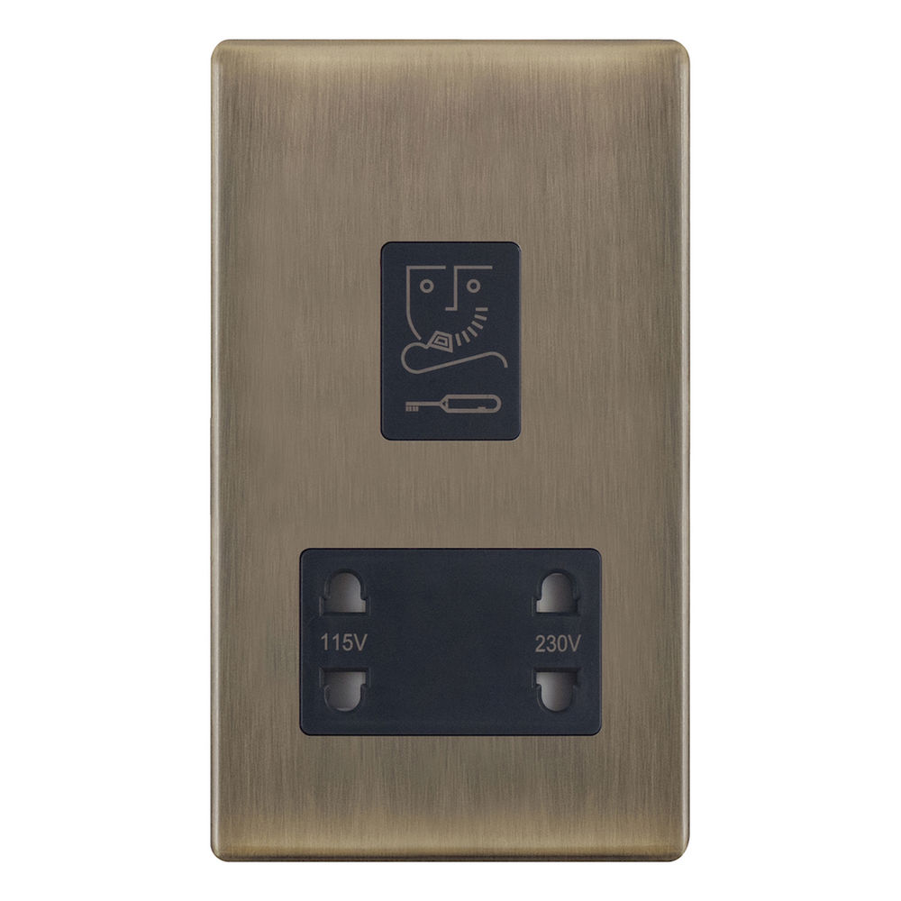 Shaving Socket Screwless 1 gang shaver socket Antique Brass | Mr ...