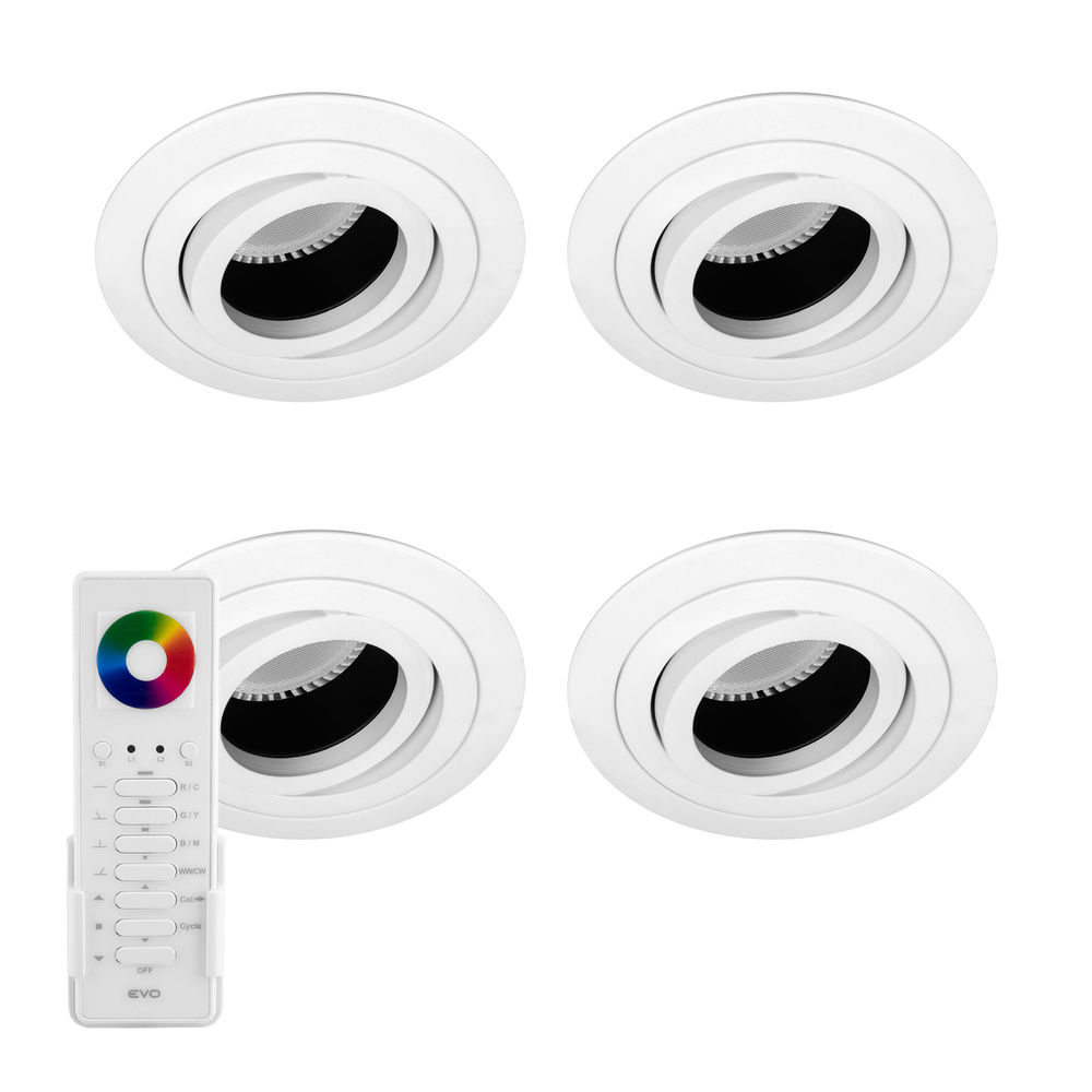 Rock 'n' Roll Adjustable Downlight RGBW LED Module Kit White 34W RGB+ ...