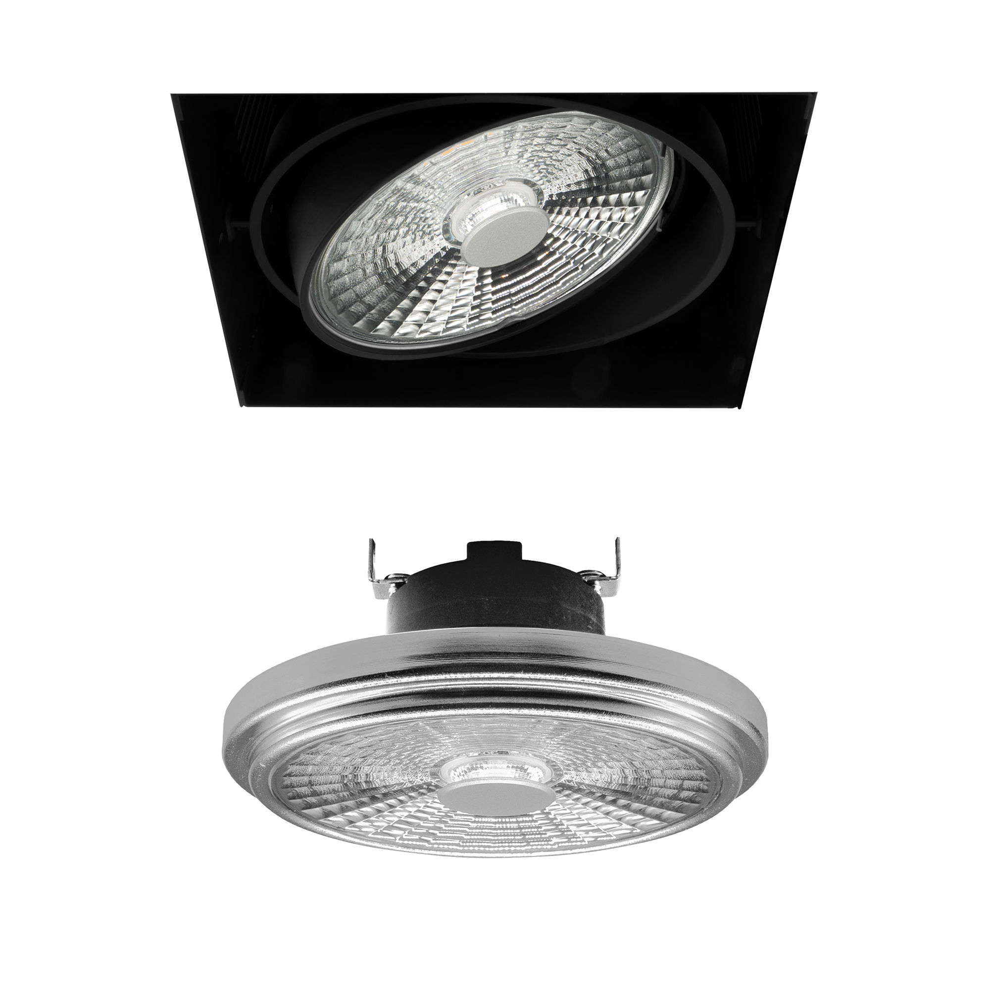 Grid Trimless Single LED Series 2 AR111 12W Warm White (3000K) 30° Black | Mr Resistor Lighting