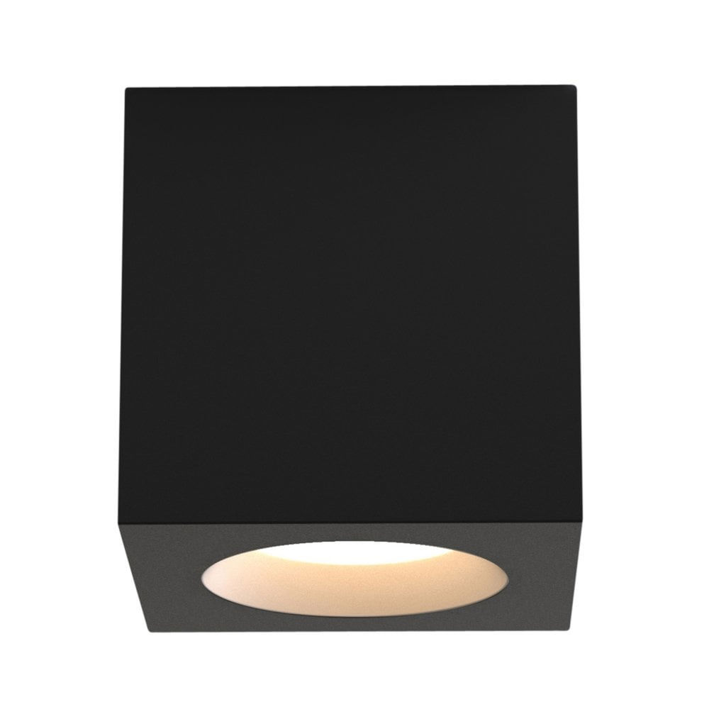 Kos II Square Surface Mounted Downlight GU10 240V 6W Textured Black ...