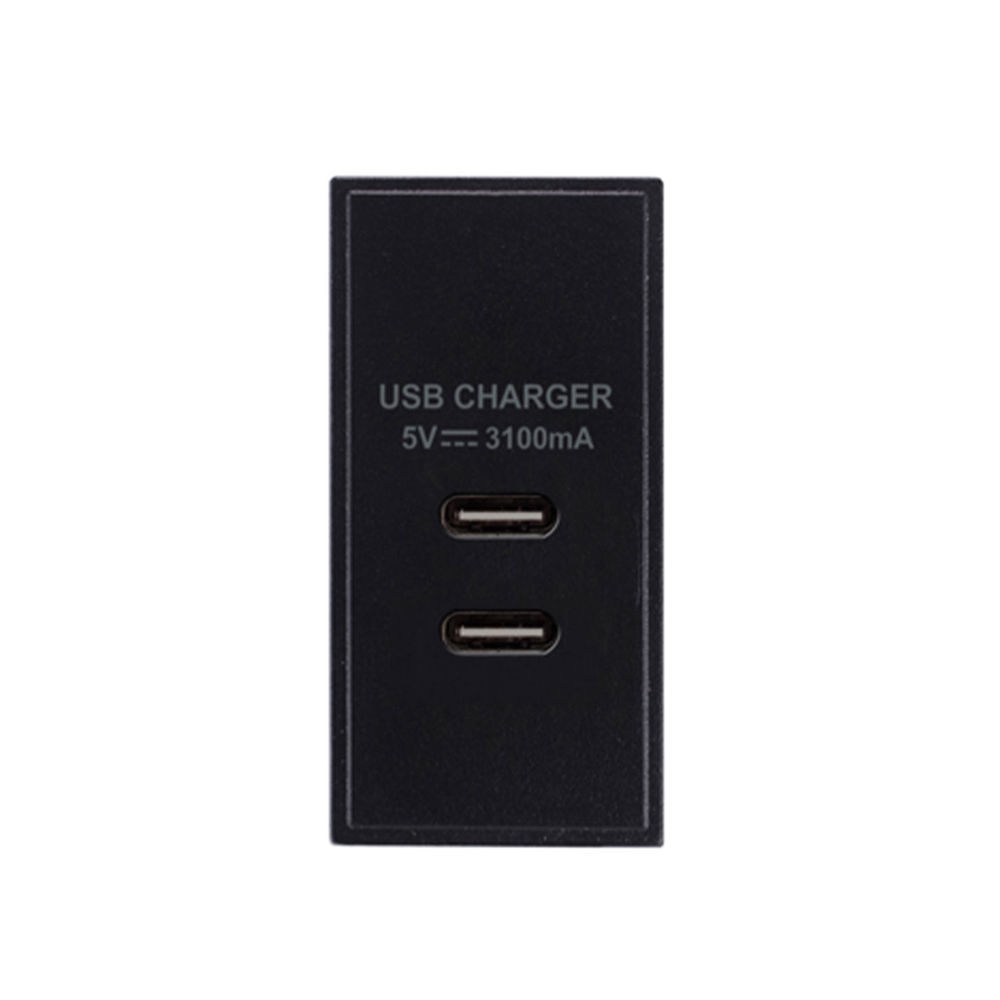 Euro USB Type C + C Charger Modules USB C Black | Mr Resistor Lighting