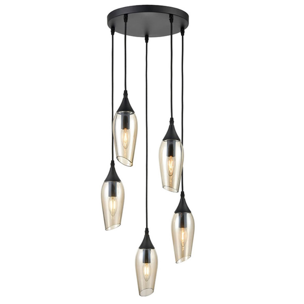 Taper 5 Cluster Pendant Light Amber 5x10W | Mr Resistor Lighting
