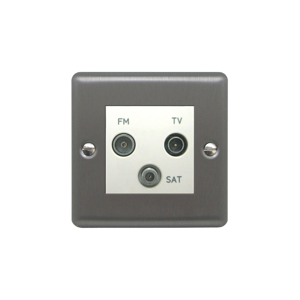 TV Socket 1 gang television co-axial ,satellite, fm socket Satin ...