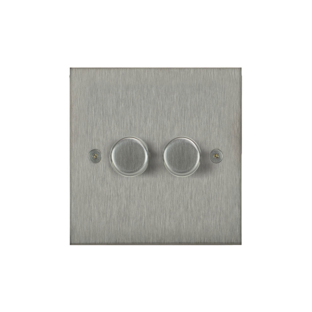 Horizon Square Dimmer Switch LED Trailing Edge 120W 2 gang 2 way Satin ...