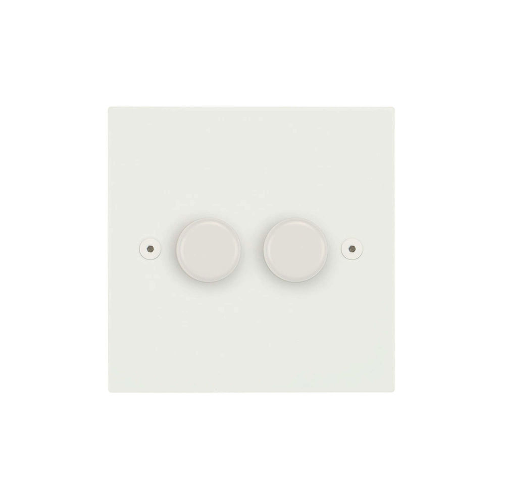 Horizon Square Dimmer Switch LED Trailing Edge 120W 2 gang 2 way Matt ...