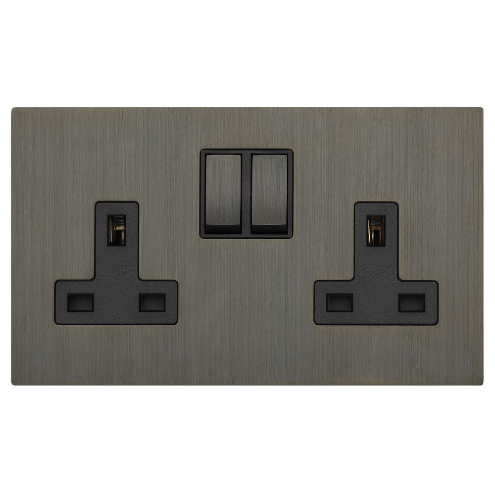 Renaissance Switched Socket 2 Gang 13 Amp Umber Bronze | Mr Resistor ...
