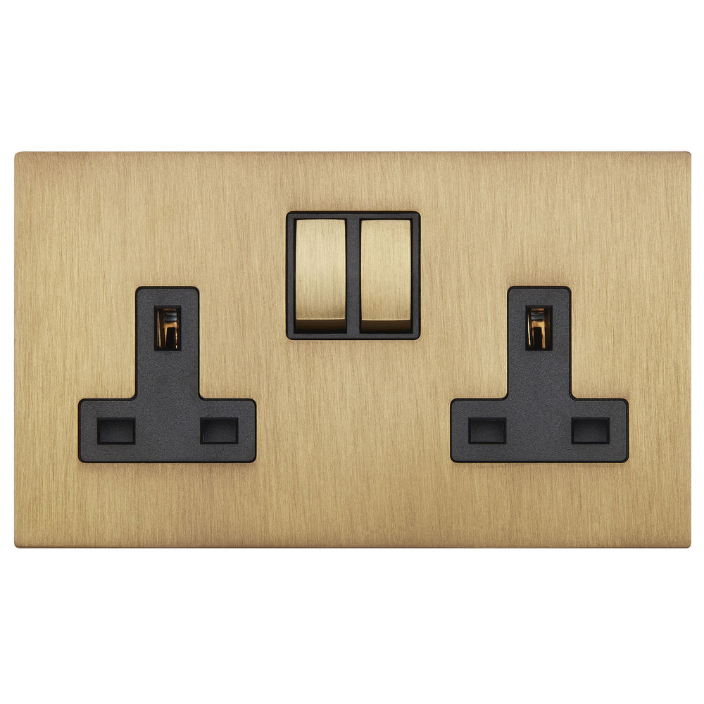 Renaissance Switched Socket 2 Gang 13 Amp Sienna Brass | Mr Resistor ...