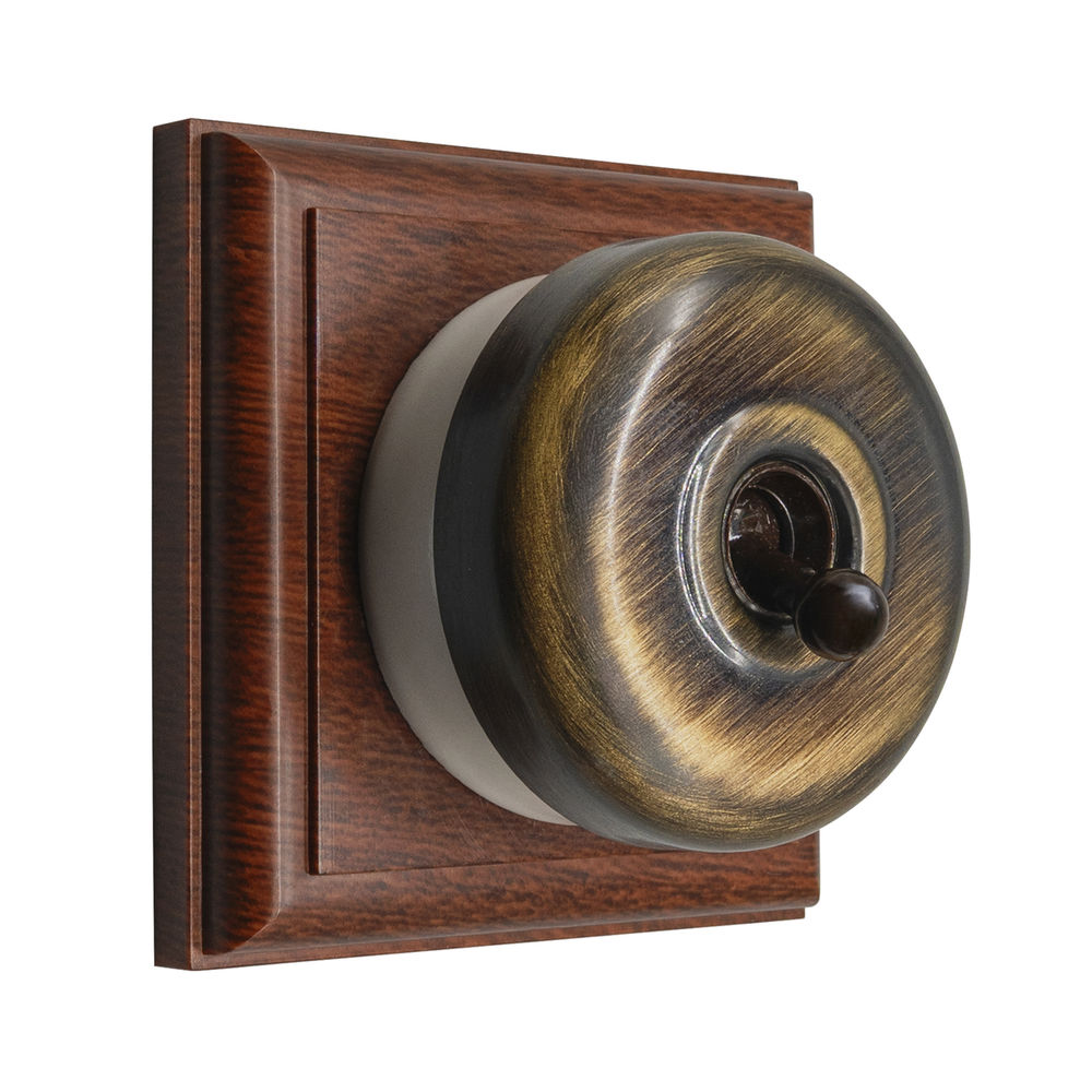 Classic Period Round Dome Dolly Switch 1 Gang 2 Way Antique Brass with ...