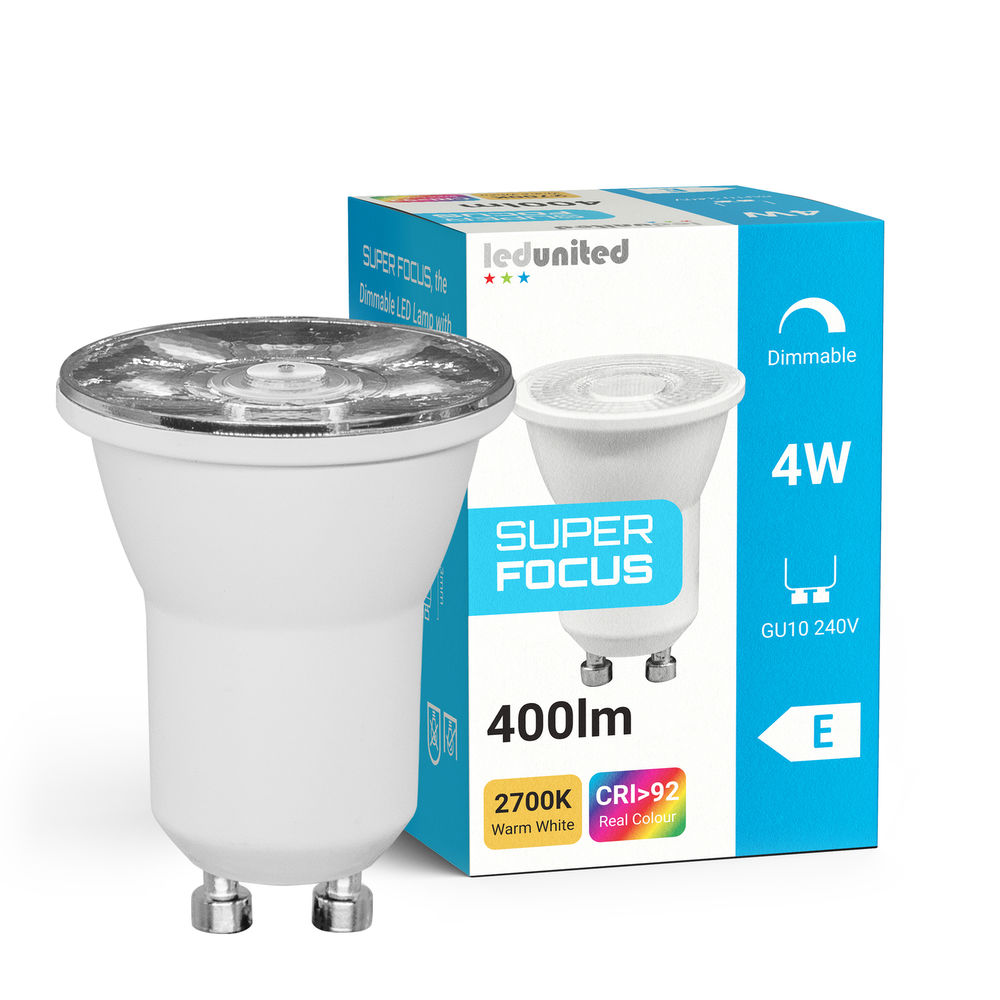 Super Focus LED GU11 4W 400lm CRI92 Dimmable Lamp 15° 2700K Warm White ...