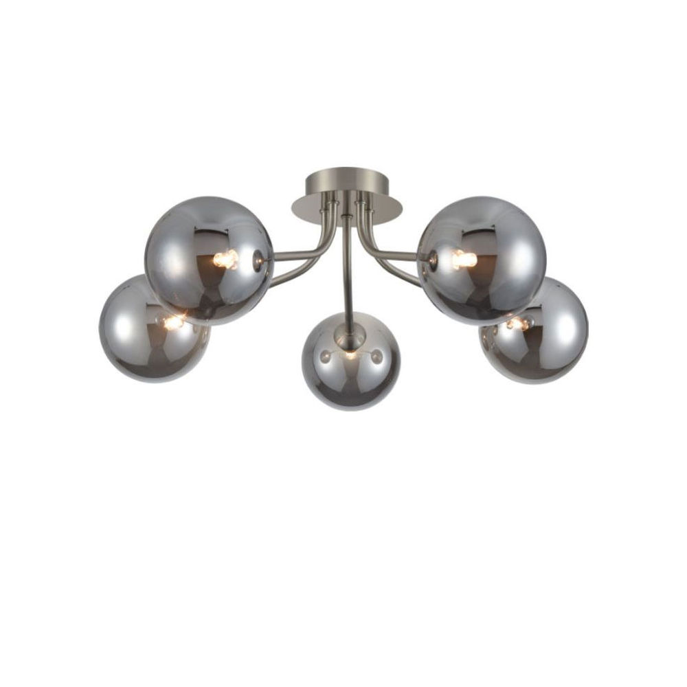 Cosmic 5 Ceiling Light FL2469-5-376 Satin Nickel Smoked Glass 25W | Mr ...