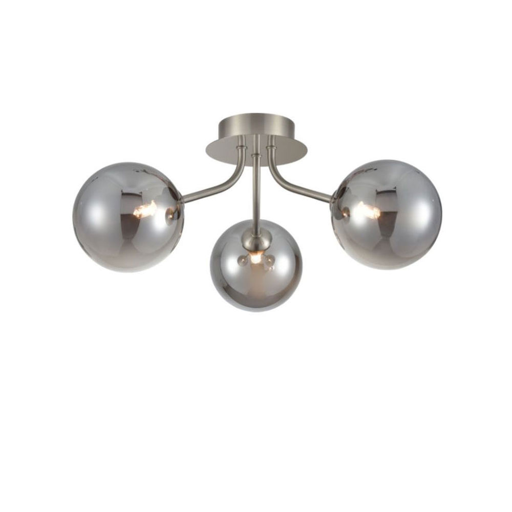 Cosmic 3 Ceiling Light FL2469-3-376 Satin Nickel Smoked Glass 15W | Mr ...