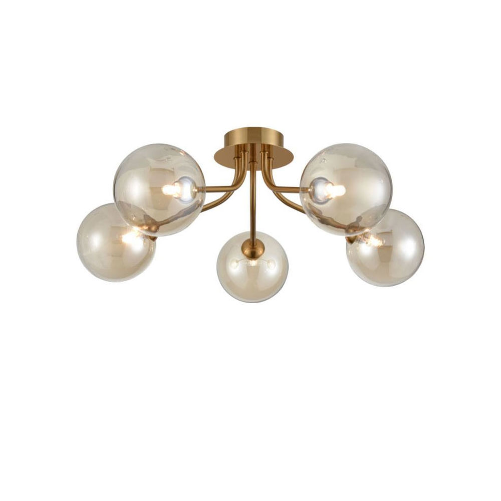 Cosmic 5 Ceiling Light FL2470-5-378 Antique Gold Amber Glass 25W | Mr ...