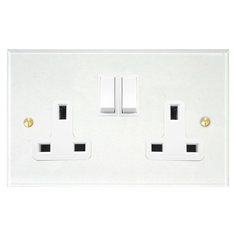 Prism Wall Socket 2 gang 13 amp switch socket outlet Clear Perspex | Mr Resistor Lighting
