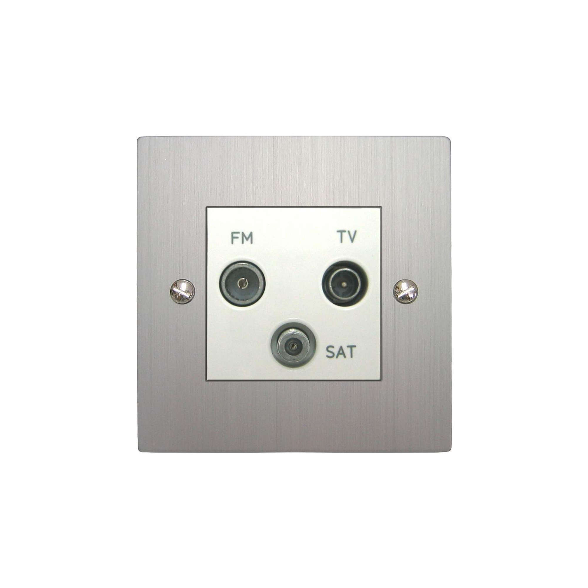 TV Socket 1 gang television, FM and satellite socket Aluminium | Mr Resistor Lighting