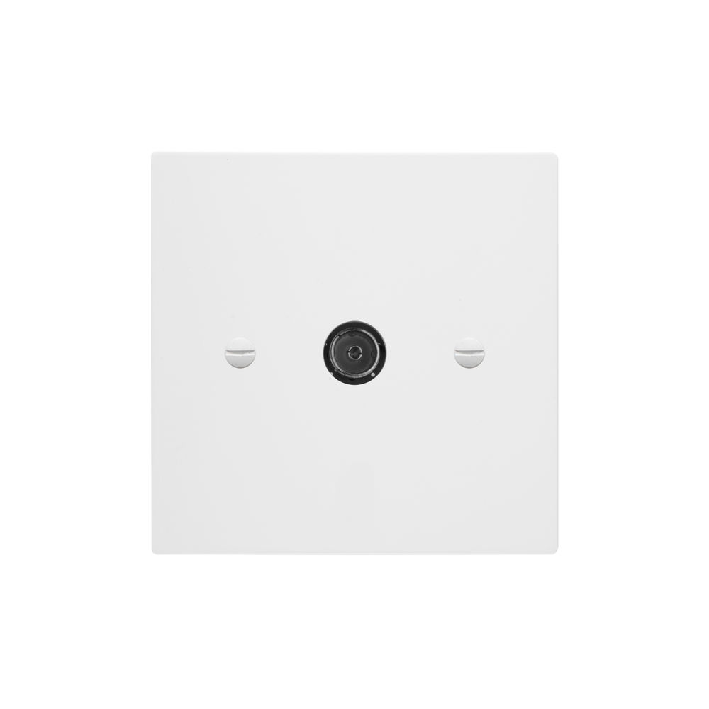 Horizon Square TV Socket 1 gang television co-axial Primed White | Mr ...