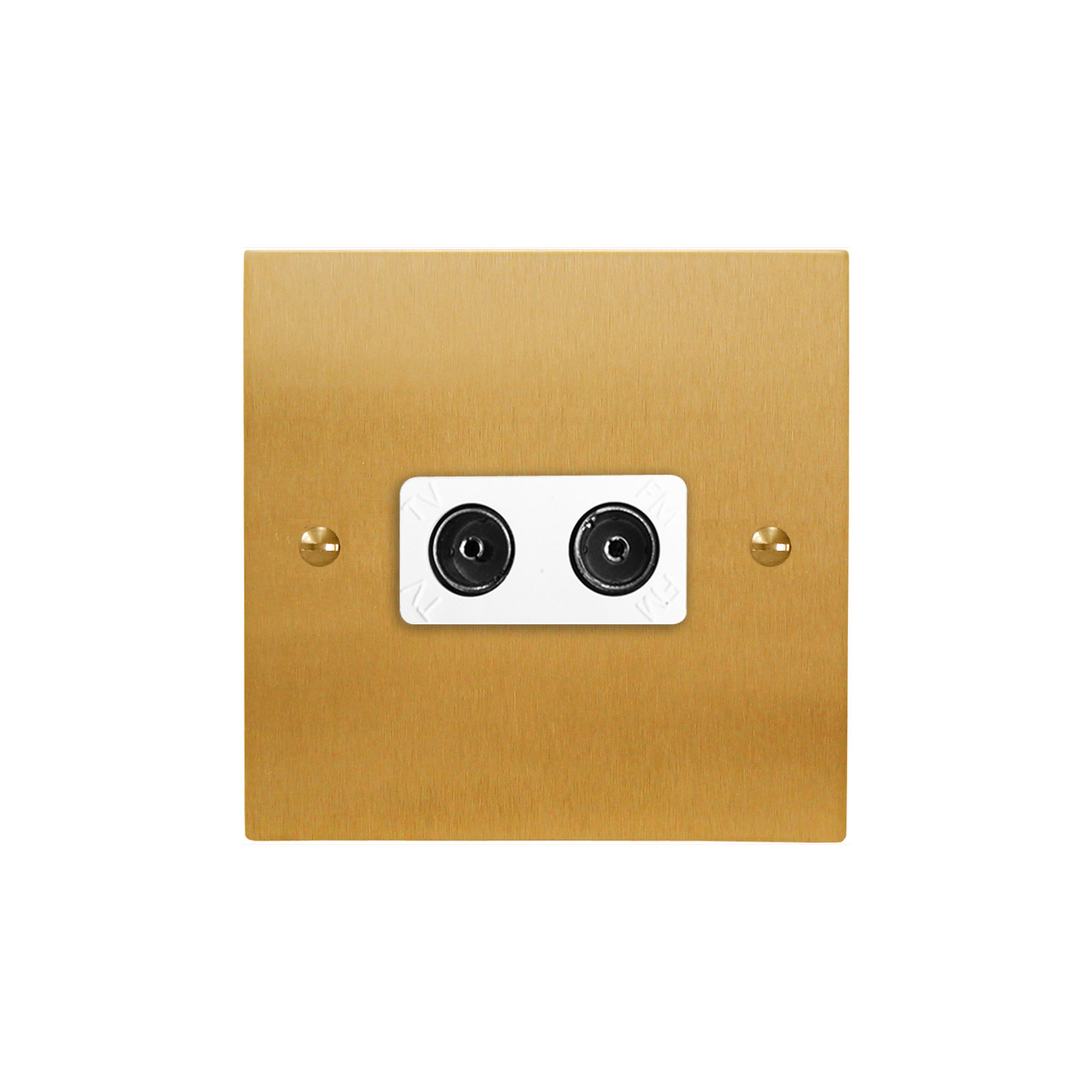 Horizon Square TV Socket 2 gang television co-axial Satin Brass | Mr ...