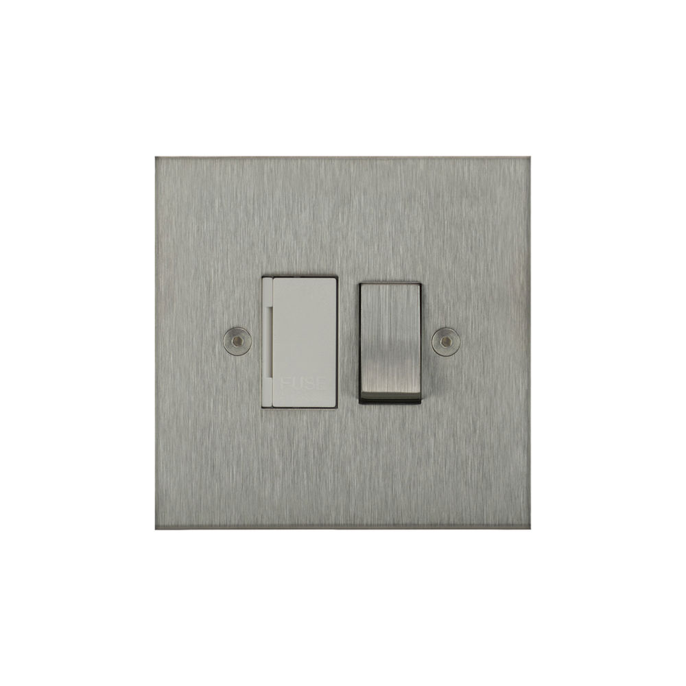 Horizon Square Fuse Spur 1 gang 13 amp switched Satin Stainless Steel ...