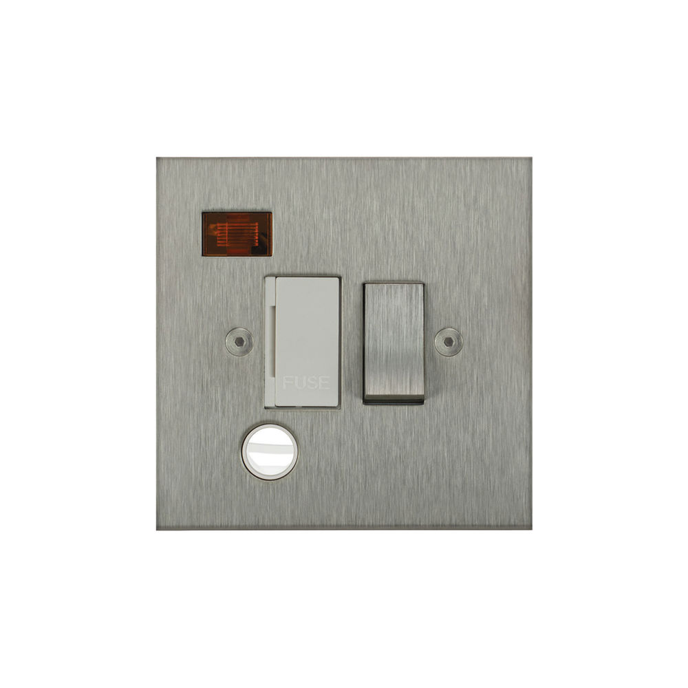 Horizon Square Fuse Spur 1 gang 13 amp switched flex outlet neon Satin ...