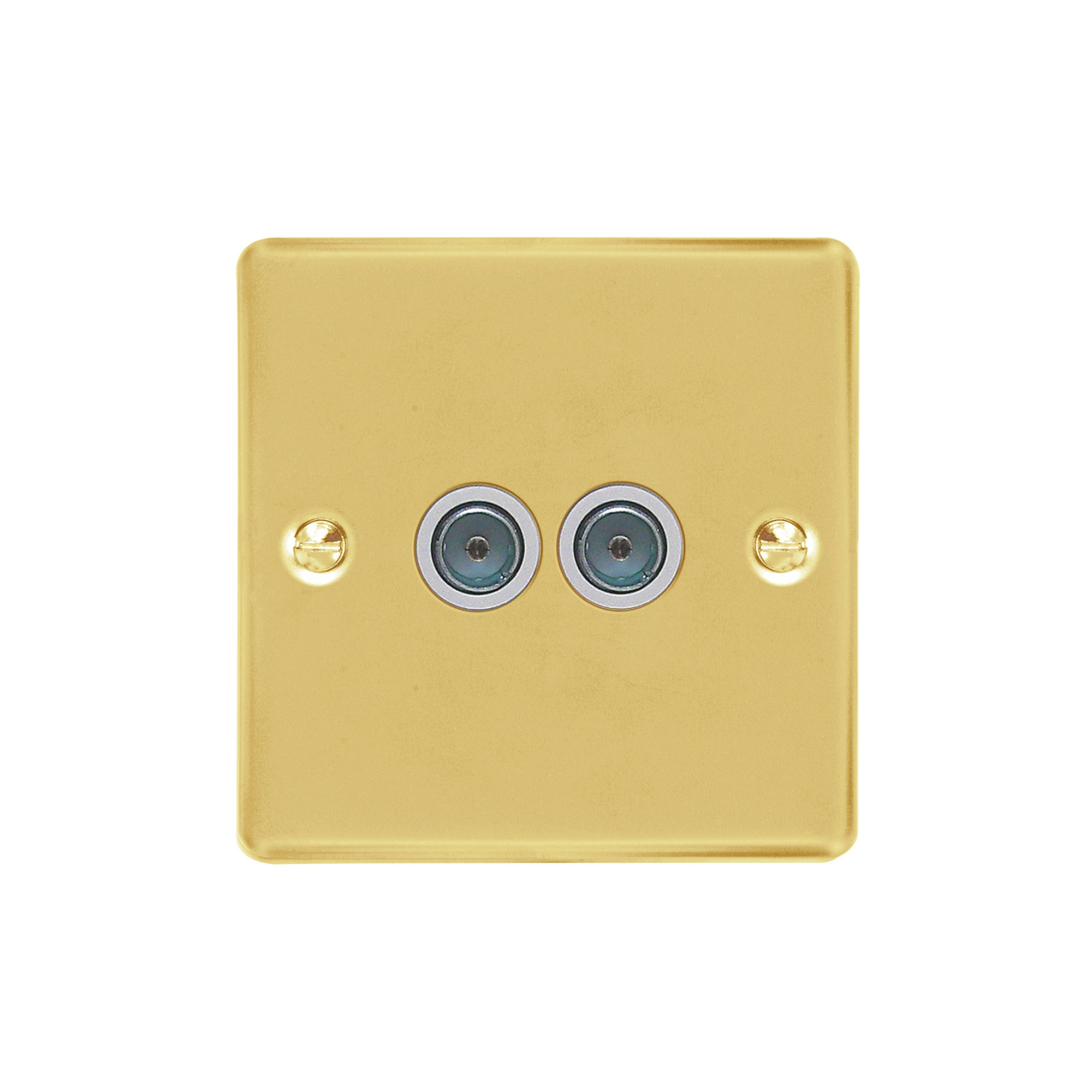 TV Socket 2 gang television co-axial Polished Brass | Mr Resistor Lighting