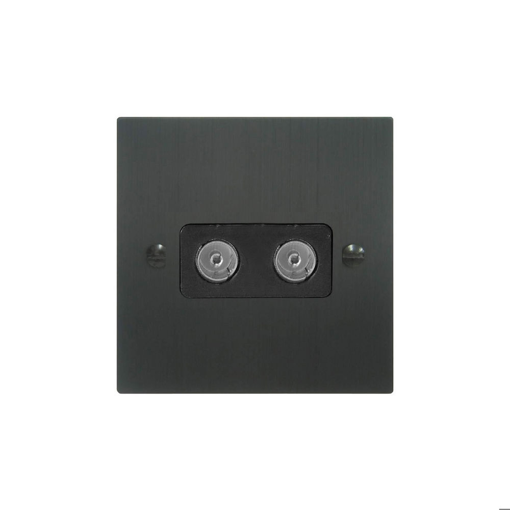 TV Socket 2 gang television co-axial non-isolated Black Aluminium | Mr ...