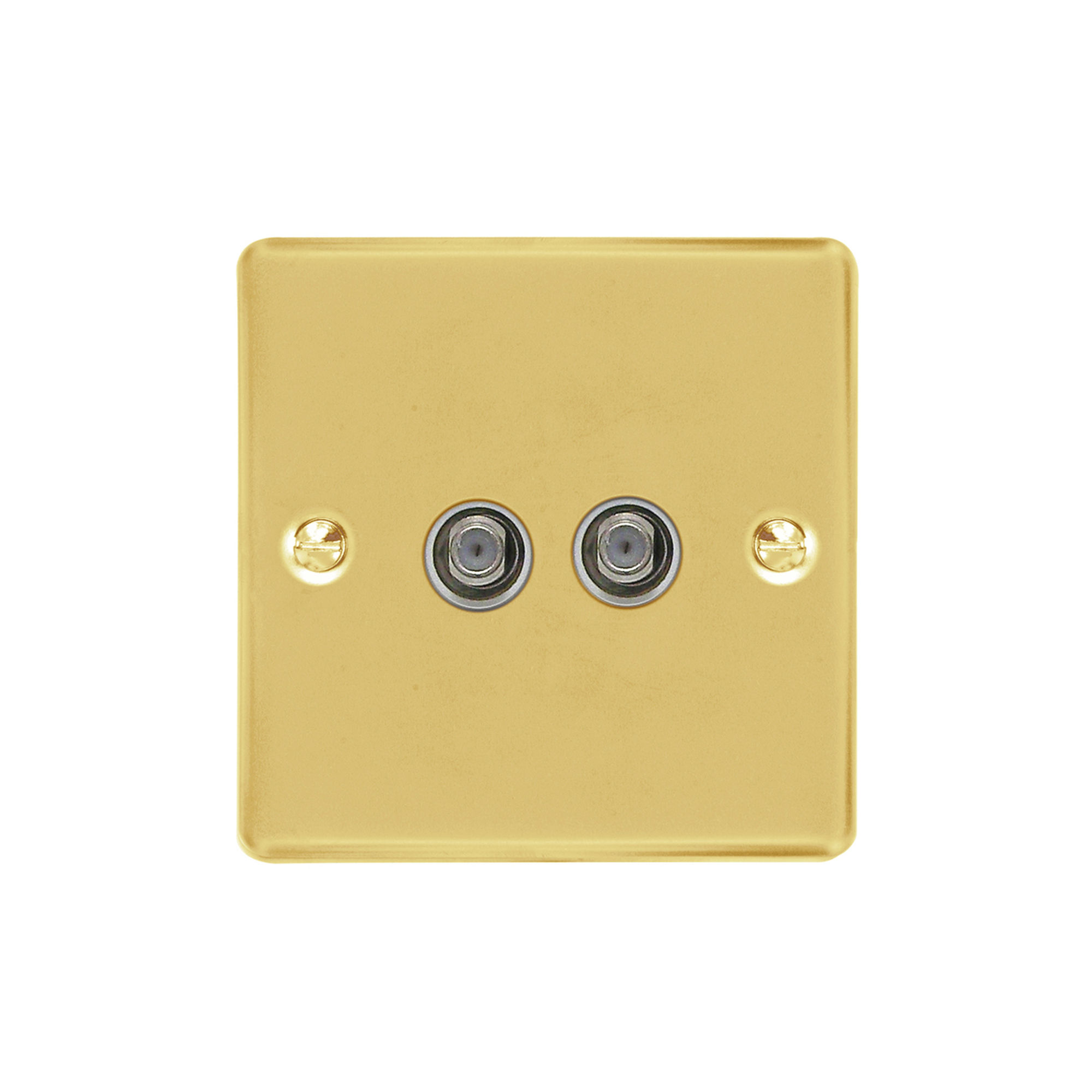 TV Socket 2 gang satellite socket Polished Brass | Mr Resistor Lighting