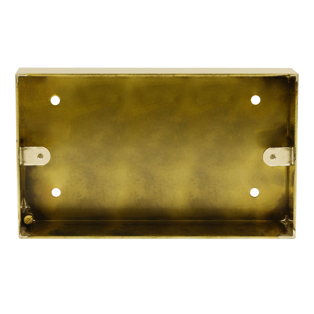 Horizon Square Pattress Box 2 gang Polished Brass | Mr Resistor Lighting