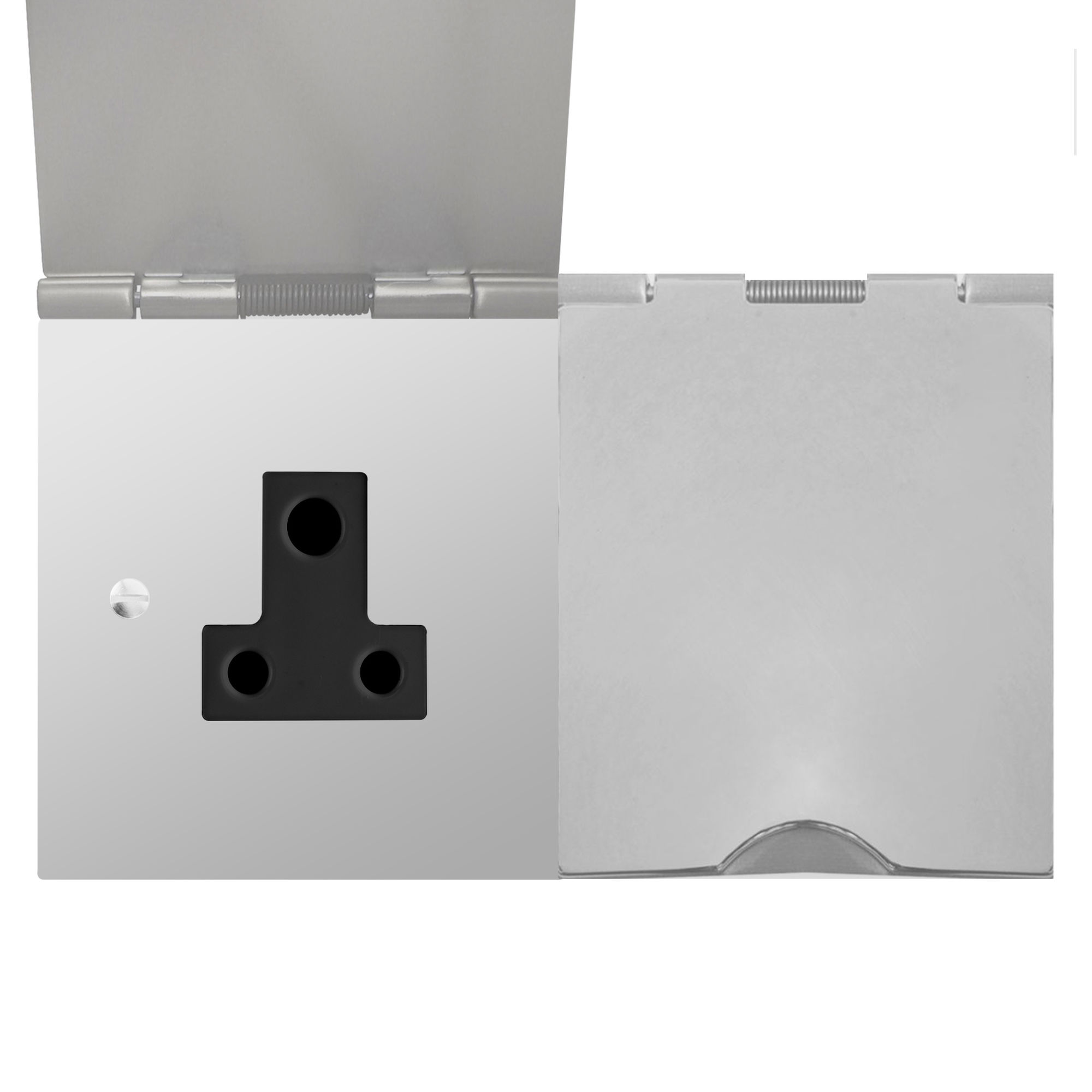 Horizon Square Floor Socket 2 gang 5 amp unswitched Polished Stainless ...