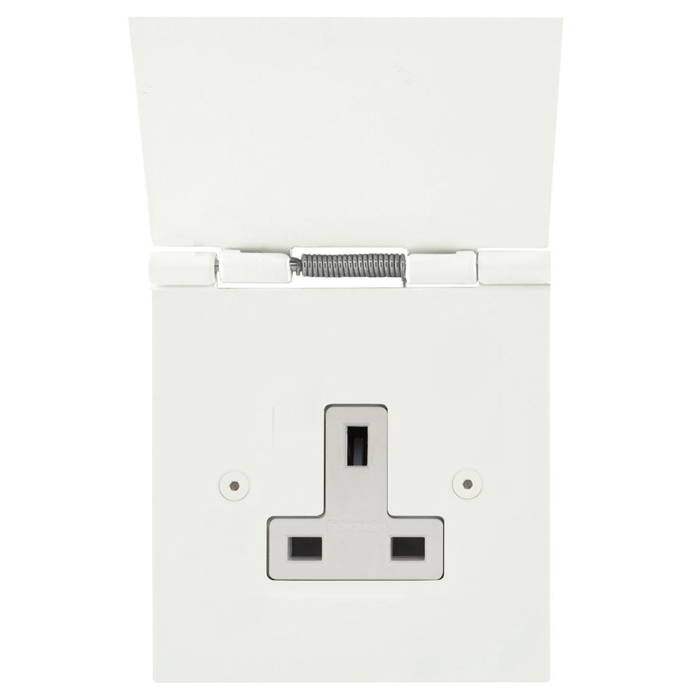 Horizon Square Floor Socket 1 gang 13 amp unswitched Primed White | Mr ...