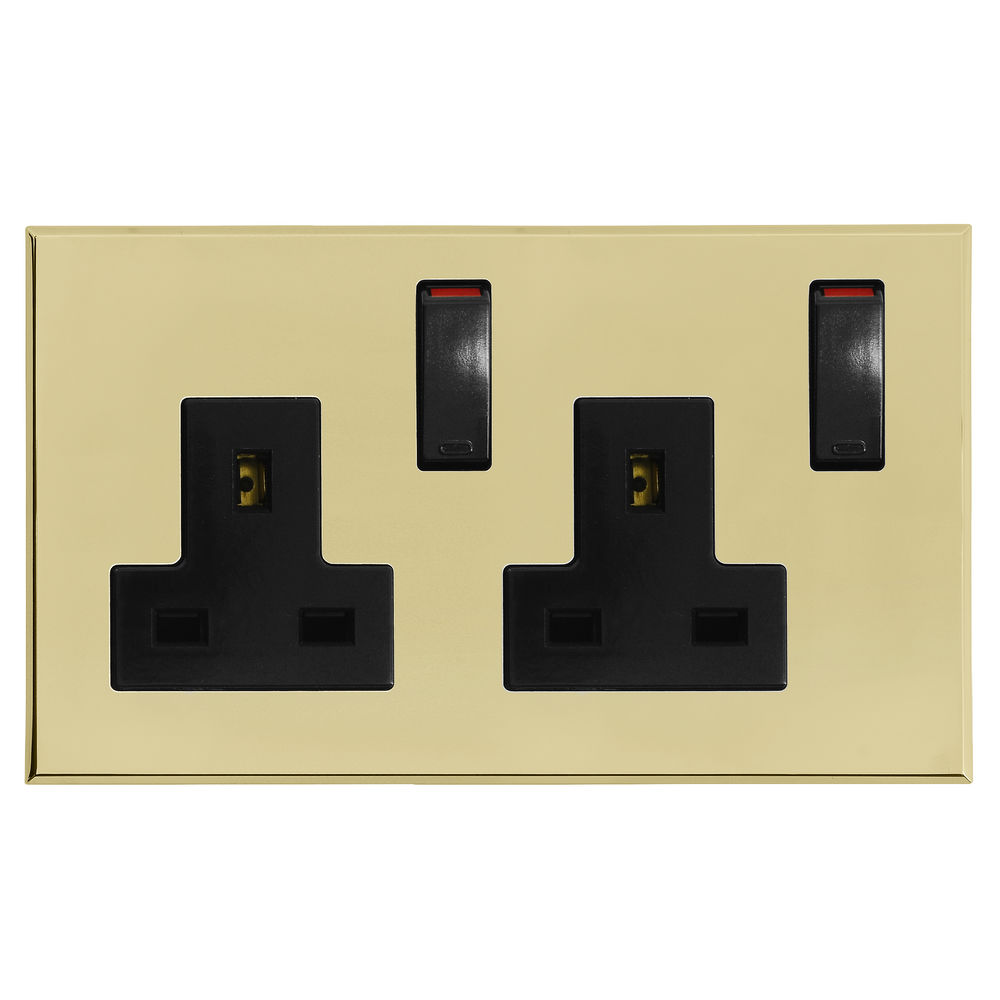 Complimentary Wall Socket Brass Frameless 2 Gang | Mr Resistor Lighting