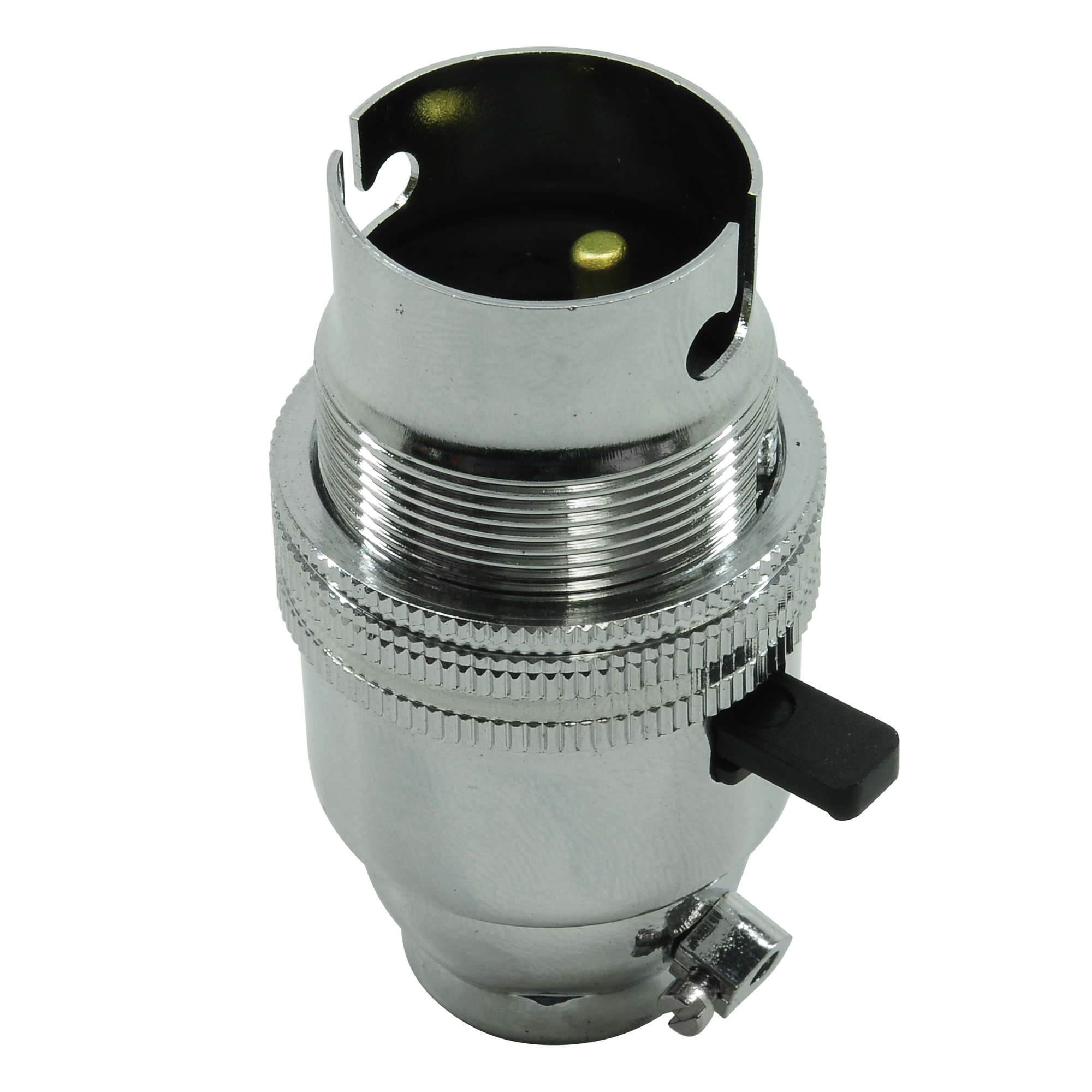 Switched Lamp Holder 13mm Chrome BC / B22 | Mr Resistor Lighting