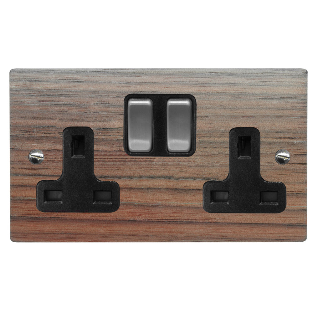 Wall Socket 2 gang 13 amp switch socket outlet Walnut | Mr Resistor ...