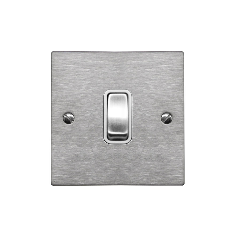 Rocker Switch 1 gang 20 amp double pole Satin Stainless | Mr Resistor ...