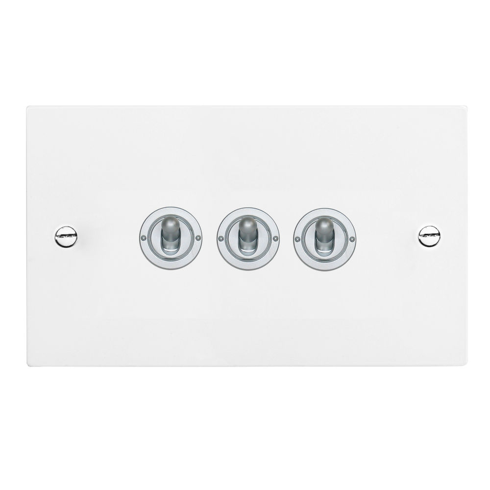 Dolly Switch 3 gang dolly switch 20 amp 2 way Satin White Aluminium ...