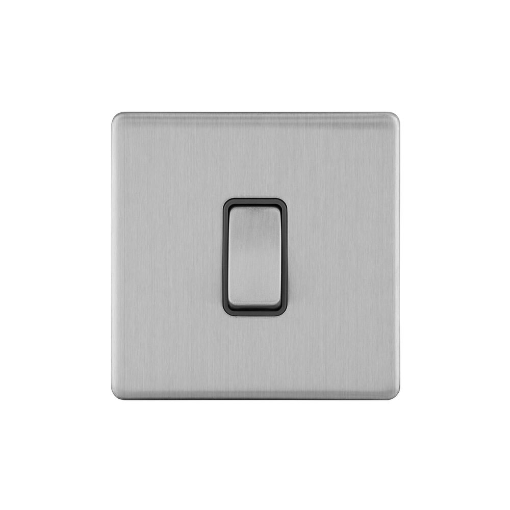 Rocker Switch Screwless 1 gang 10 amp intermediate Brushed Stainless ...