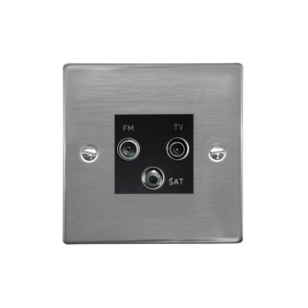 TV Socket 1 gang television, FM and satellite socket Polished Stainless ...