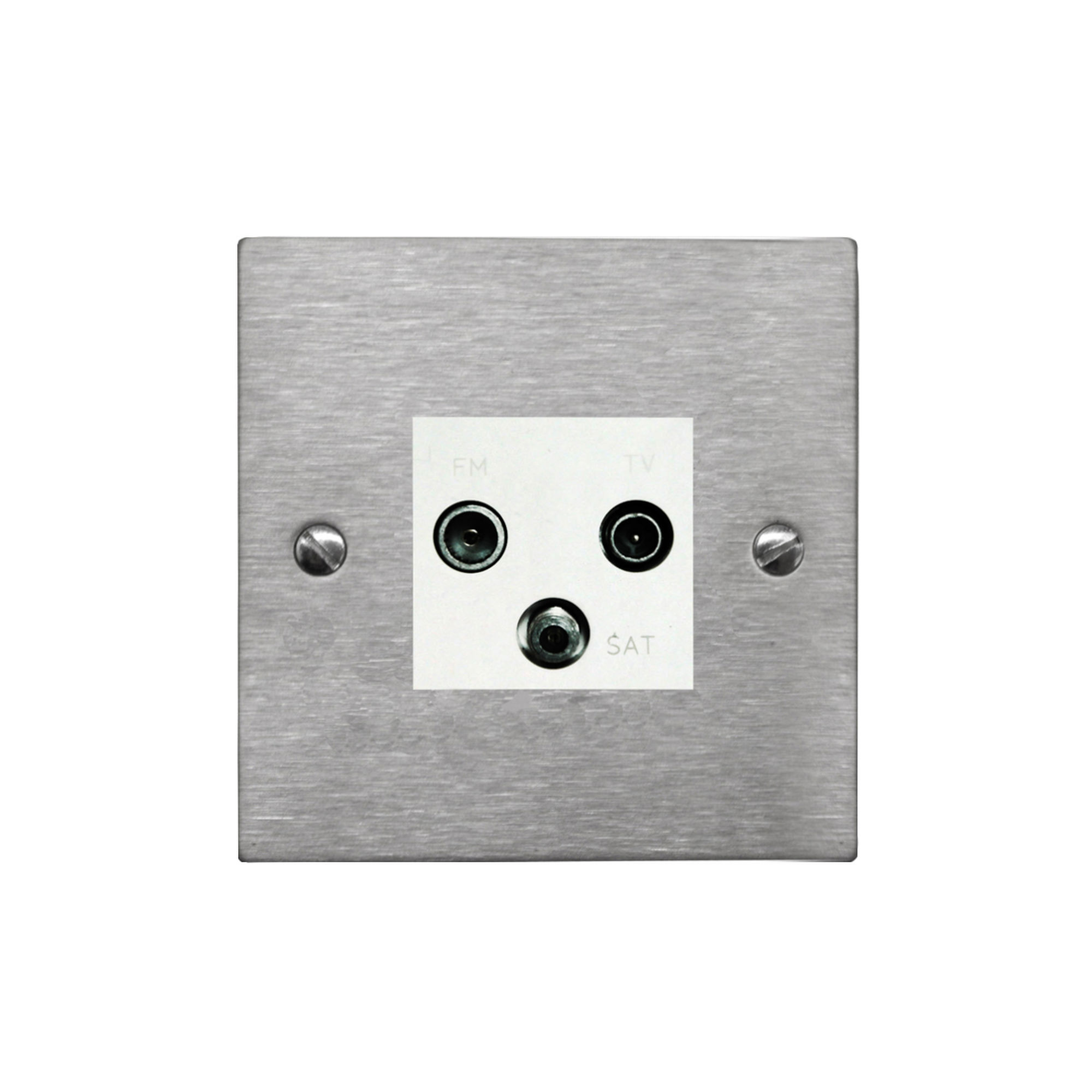 TV Socket 1 gang television, satellite and FM socket Satin Stainless ...
