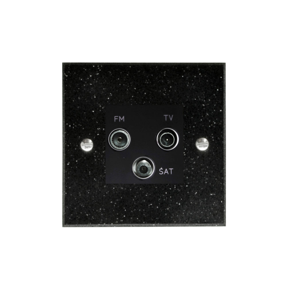 TV Socket 1 gang television, satellite and FM socket Black | Mr ...
