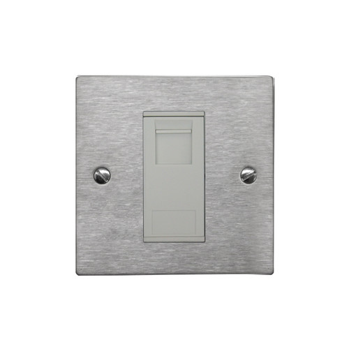 Communications Socket 1 gang RJ45 cat 6 socket Satin Stainless | Mr ...