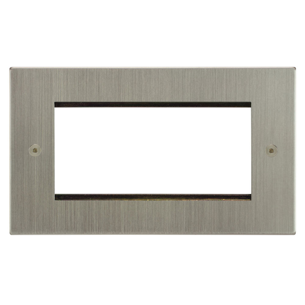 Horizon Square Euro Plate 4 Gang Euro Plate Satin Nickel | Mr Resistor ...